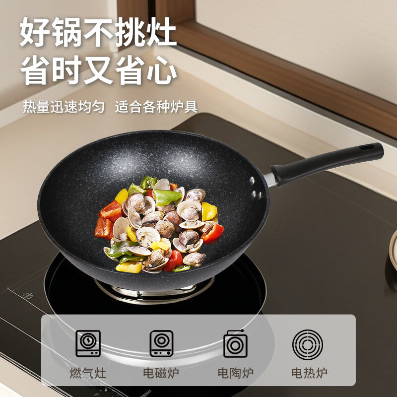 Сковорода с антипригарным покрытием из камня Maifan для домашнего использования, утолщенная, подходит для газовых плит, подарок, низкокалорийная плоская сковорода, оптовая продажа