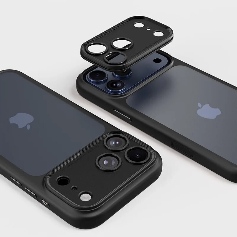17 ProMax съемный защитный чехол для объектива 2 в 1 для iPhone 17 Pro iPhone17 Эйр, Черный, черный