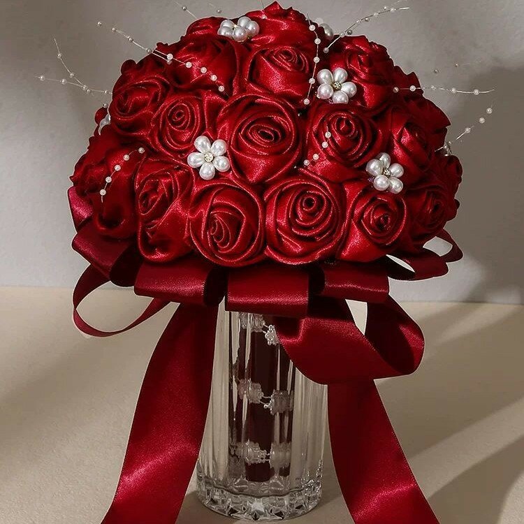 Корейский стиль ручной свадебный букет невесты, свадебный бросок цветов, шар из жемчуга, искусственные цветы, набор для DIY, фото подарок