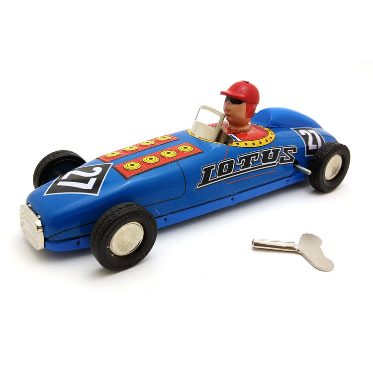 Коллекция для взрослых Vintage Ветровая Игрушка Металлический олов F1 гоночный автомобиль чемпион гонщик часы Игрушка персонаж модель Vintage Игрушка подарок Игрушка (синий)