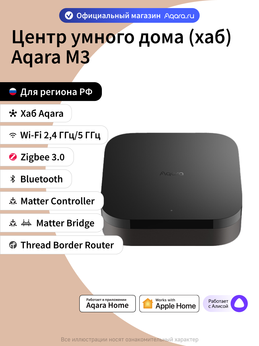 Центр умного дома (хаб) Aqara M3 HM-G01D, ZIgbee/Thread, черный