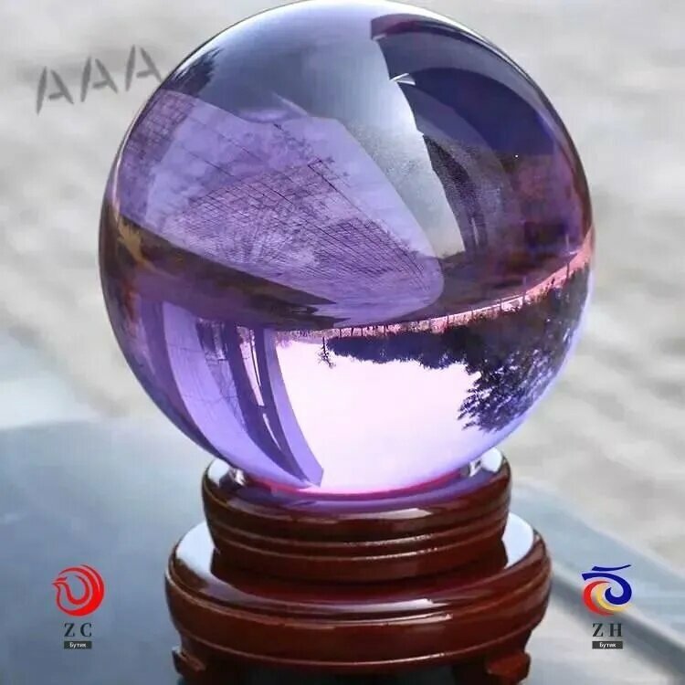 Магический фиолетовый хрустальный шар, гадание, ритуал, с подставкой14