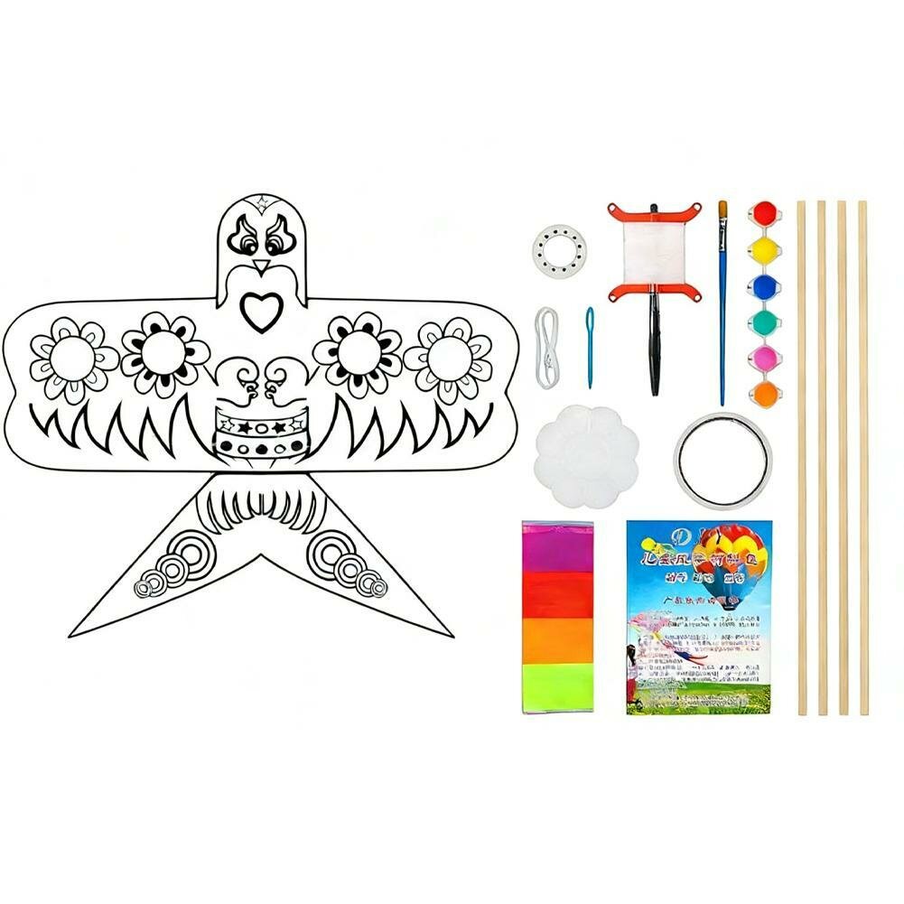 Детский воздушный змей-раскраска с леской и фломастерами, летающая игрушка для игр на свежем воздухе,