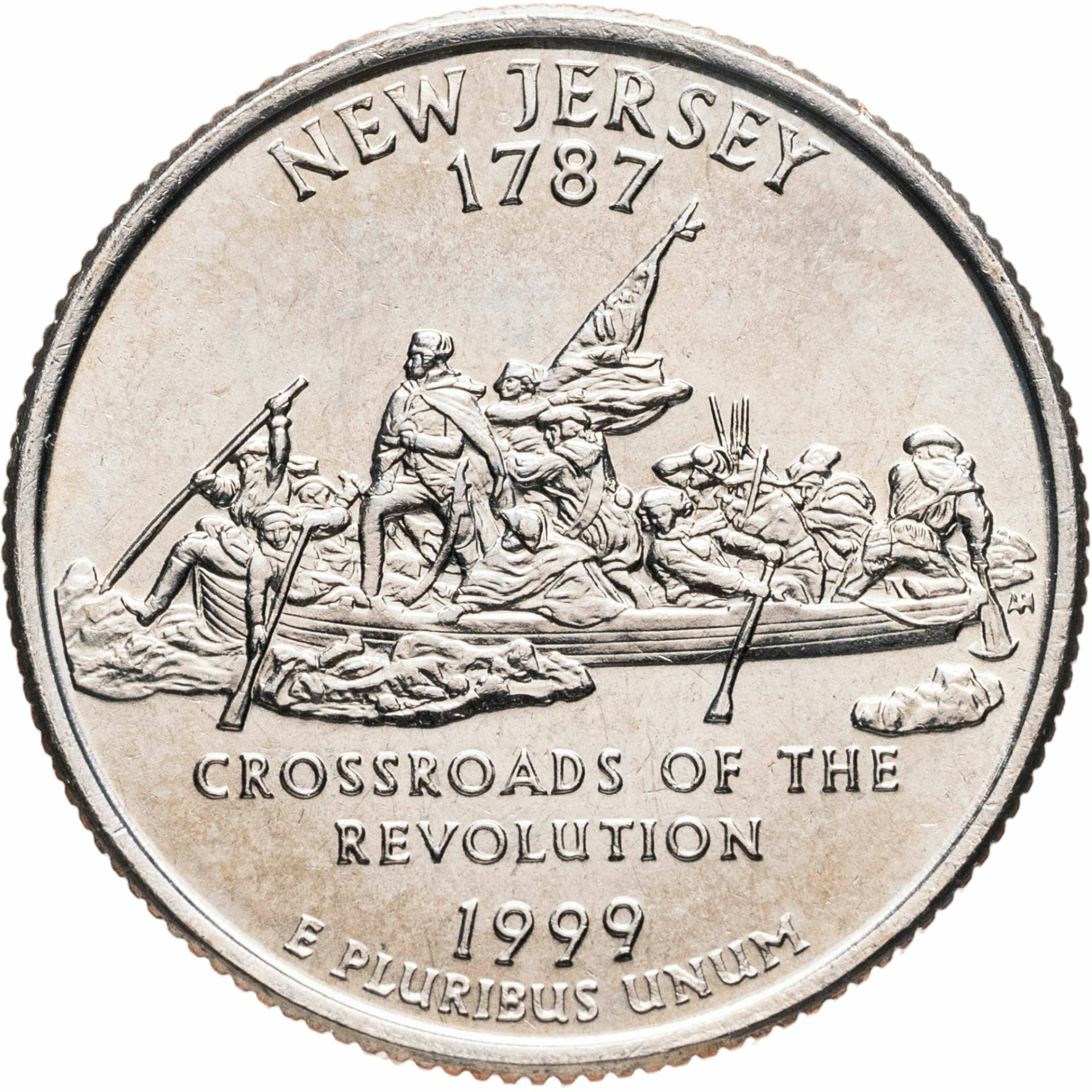 США 25 центов квотер, 1/4 доллара, quarter dollar 1999 "Нью-Джерси", знак монетного двора "D"- Денвер, Мельхиор медь-никель, в сохранности UNC