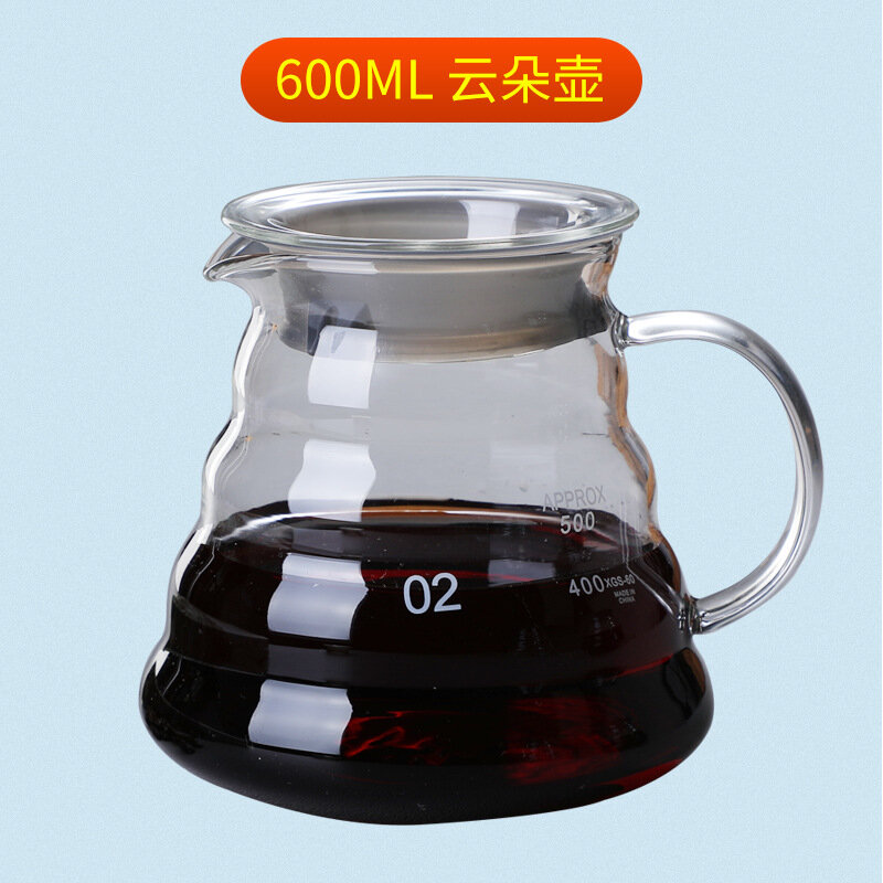 Оптовый набор для кофе из умного стеклянного стакана, набор для холодного заваривания, набор для пуровера, мока-пот, облачный кофейник