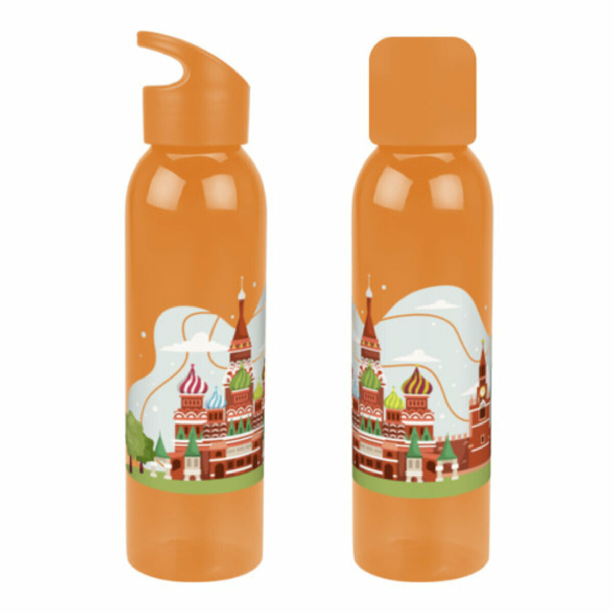 Бутылка для воды «Москва: Кремль, собор Василия Блаженного» (оранжевый)