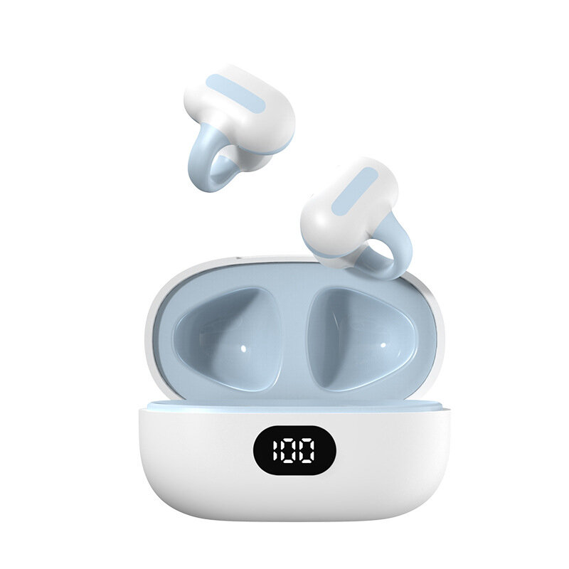 Bluetooth наушники с костной проводимостью модель TWS-8 для одного или двух ушей, надушиная конструкция, синий цвет,