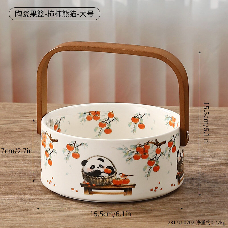 2026 Креативная керамическая ручная корзина для кемпинга на открытом воздухе, корзина для хранения фруктов, корзина для закусок послеобеденного чая, оптовая продажа