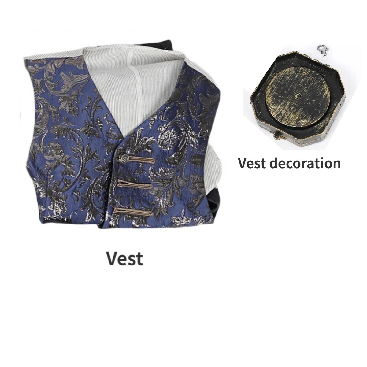 Мужской костюм Джека из полиэстера Темно-синий, S, Vest and decoration