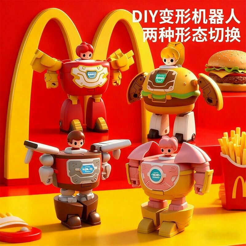 Гамбургер, картофель фри, игрушка-мороженое, двойная форма, имитация еды для мальчиков, детский робот-трансформер, подарок, заводная игрушка.