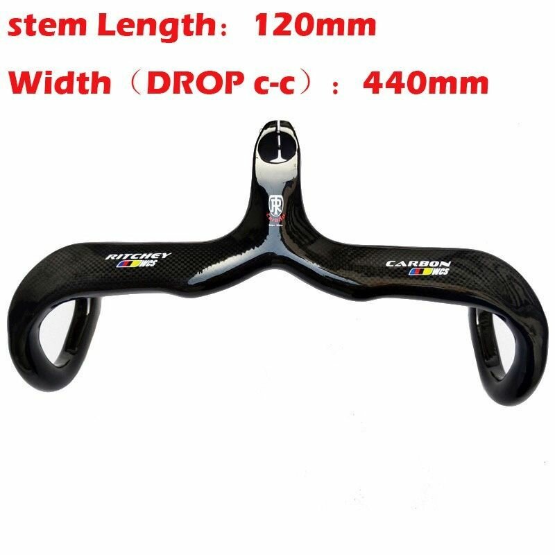 RITCHEY WCS 3K Глянцевый полностью карбоновый интегрированный руль для шоссейного велосипеда, изогнутые рули