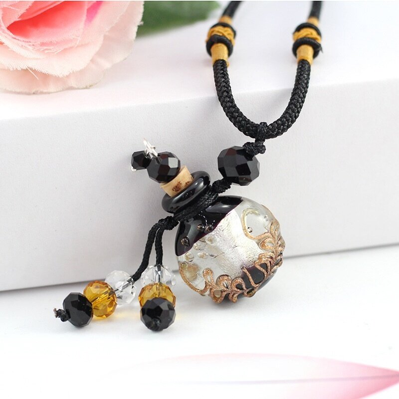 Кулон-флакон для духов стеклянный в барокко стиле — подвеска для аромамасел, 1 шт, размер 4,5×2,5 см — для подарка