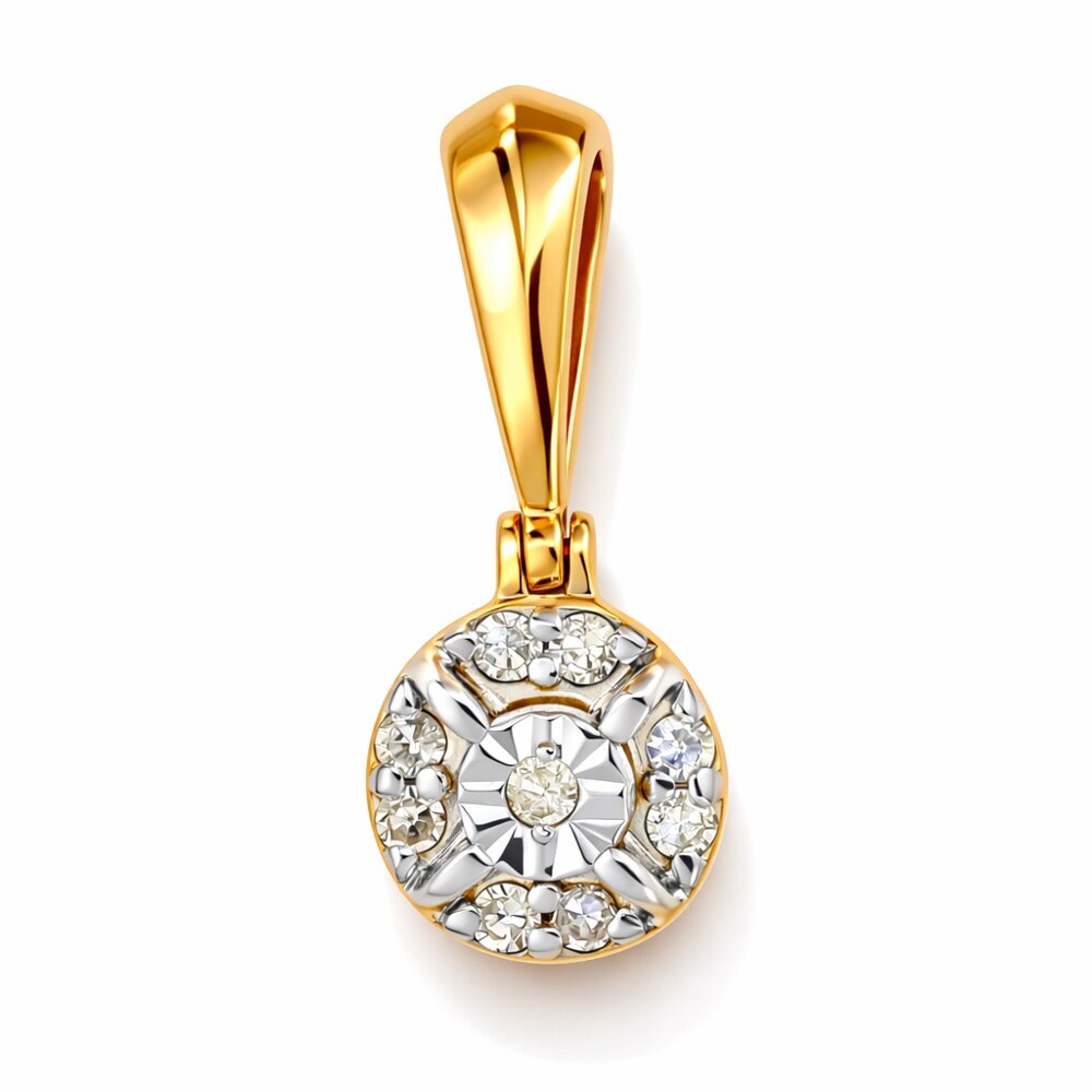 Подвеска, красное золото, 585 проба, родирование, бриллиант