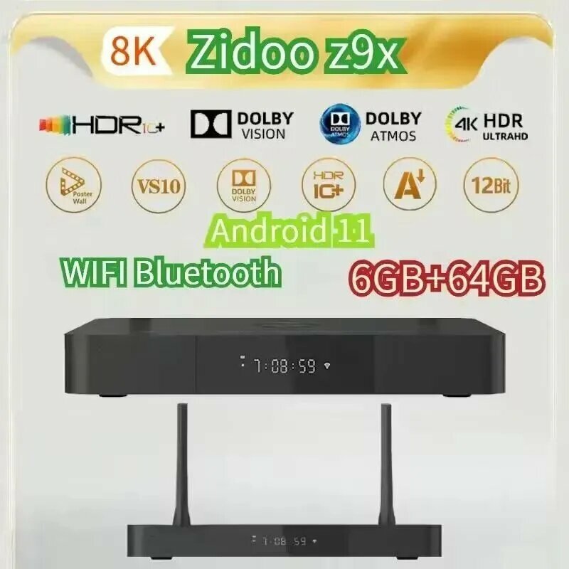 Сетевой медиаплеер высокой четкости Zidoo Z9X 8K Blu-ray, панорамное воспроизведение музыки без потерь в формате 4K HDR10, черный.