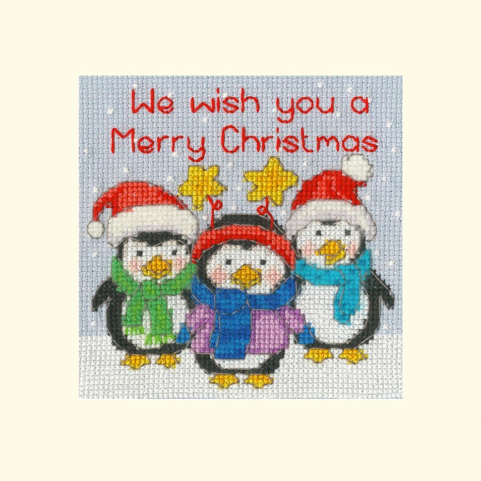 Набор для вышивания Bothy Threads #XMAS69 Penguin Pals (Друзья-пингвины), Счетный крест, 10 х 10 см