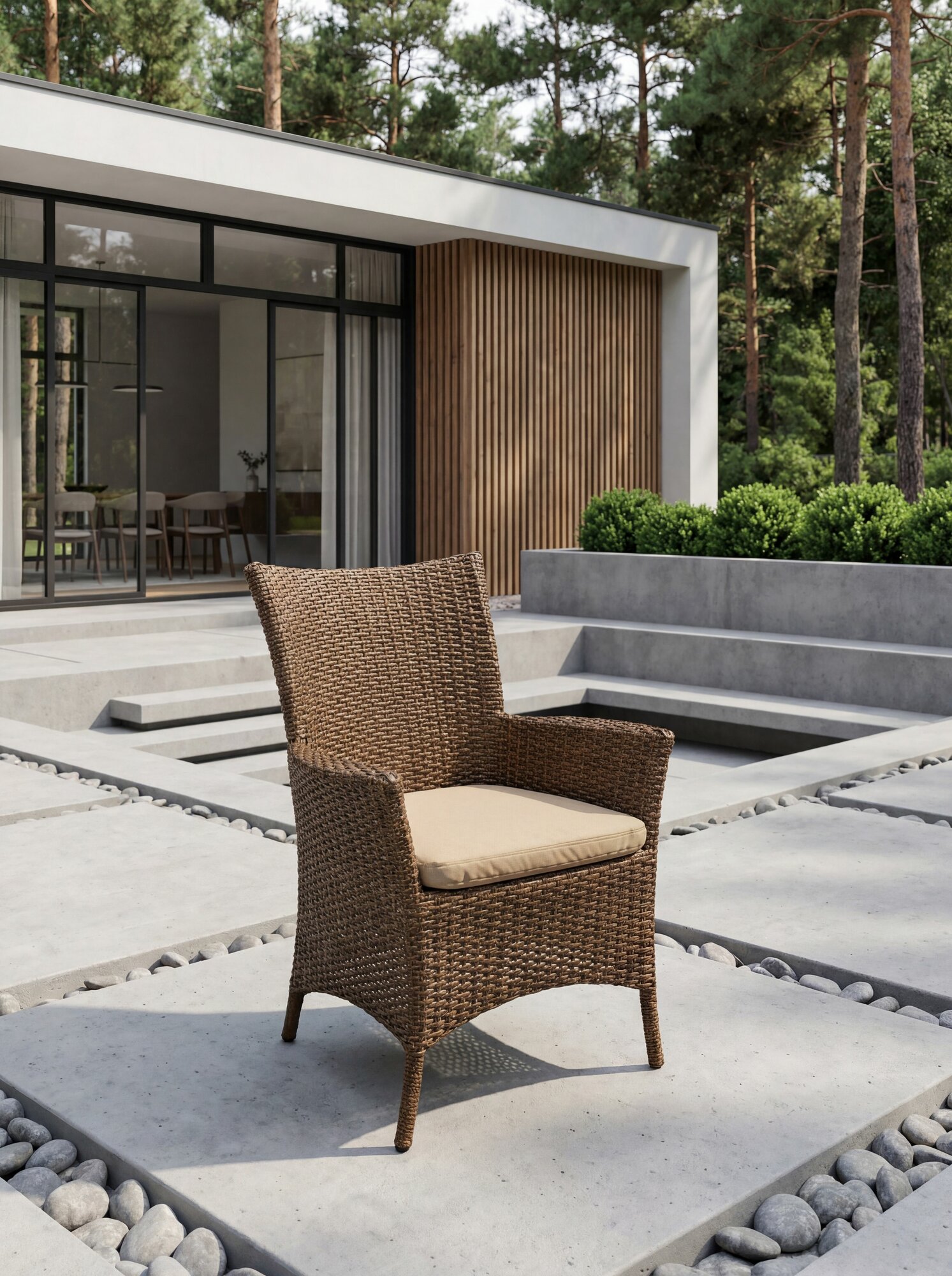 Кресло из ротанга, Kipr, Дуб, для дома, дачи, террасы и кафе, садовая плетёная мебель