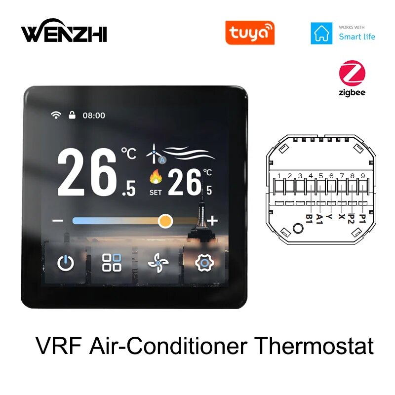 Центральный климатический термостат ZigBee VRF цифровой температурный контроллер Tuya Smart Life дистанционное управление домашней автоматизацией-