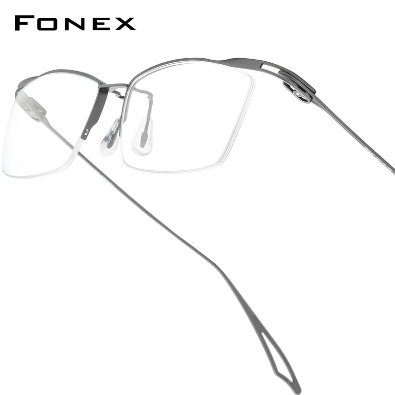 FONEX мужские титановые полуоправы для очков 98640 Gray, Серый