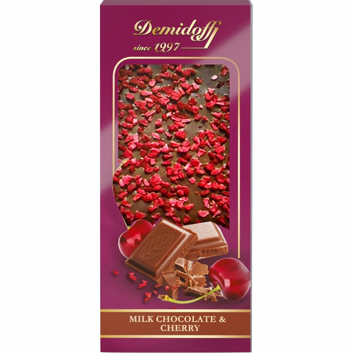 Шоколад Demidoff молочный с посыпкой вишней, 80г (2459003), 1 шт.