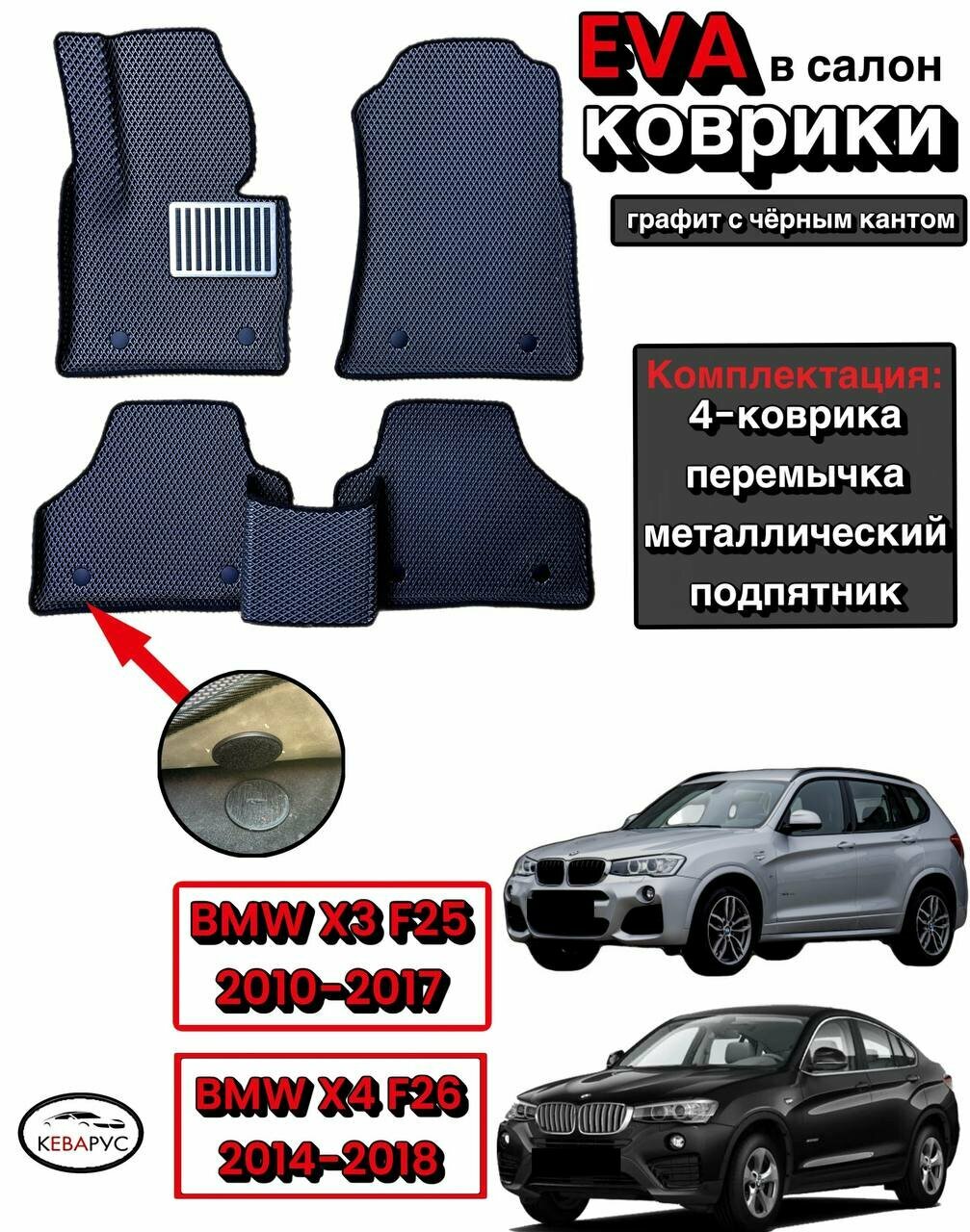 Комплект EVA с бортами для BMW X3, X4 (F25, F26) 2010-2017 /БМВ Х3, X4 (F25, F26).