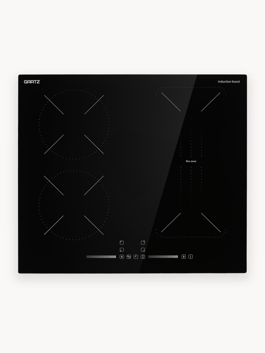 Индукционная варочная панель на 4 конфорки встраиваемая GARTZ HIS650B QuadroCook, 60cм, Boost, FlexZone, автоотлючение, стеклокерамика, черная