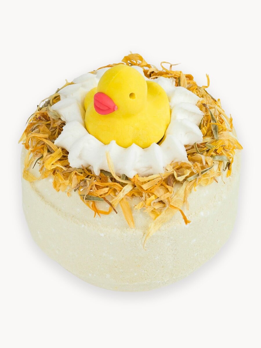 Бомбочка для ванны, 130 гр, с игрушкой, желтая, Мед с молоком, Утенок, Duck yellow, Kuchenland