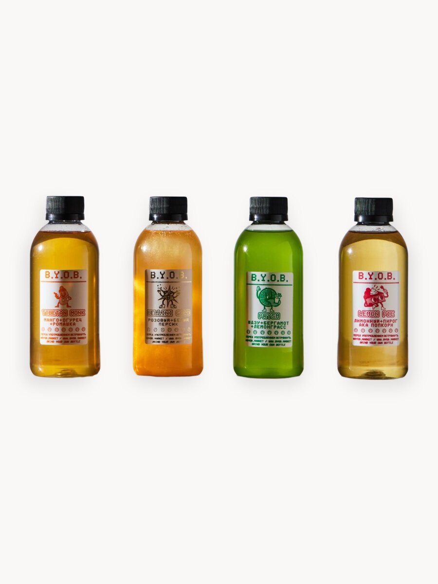 Коктейльные кордиалы B.Y.O.B, набор из 4 вкусов, для вечеринки, 1 л