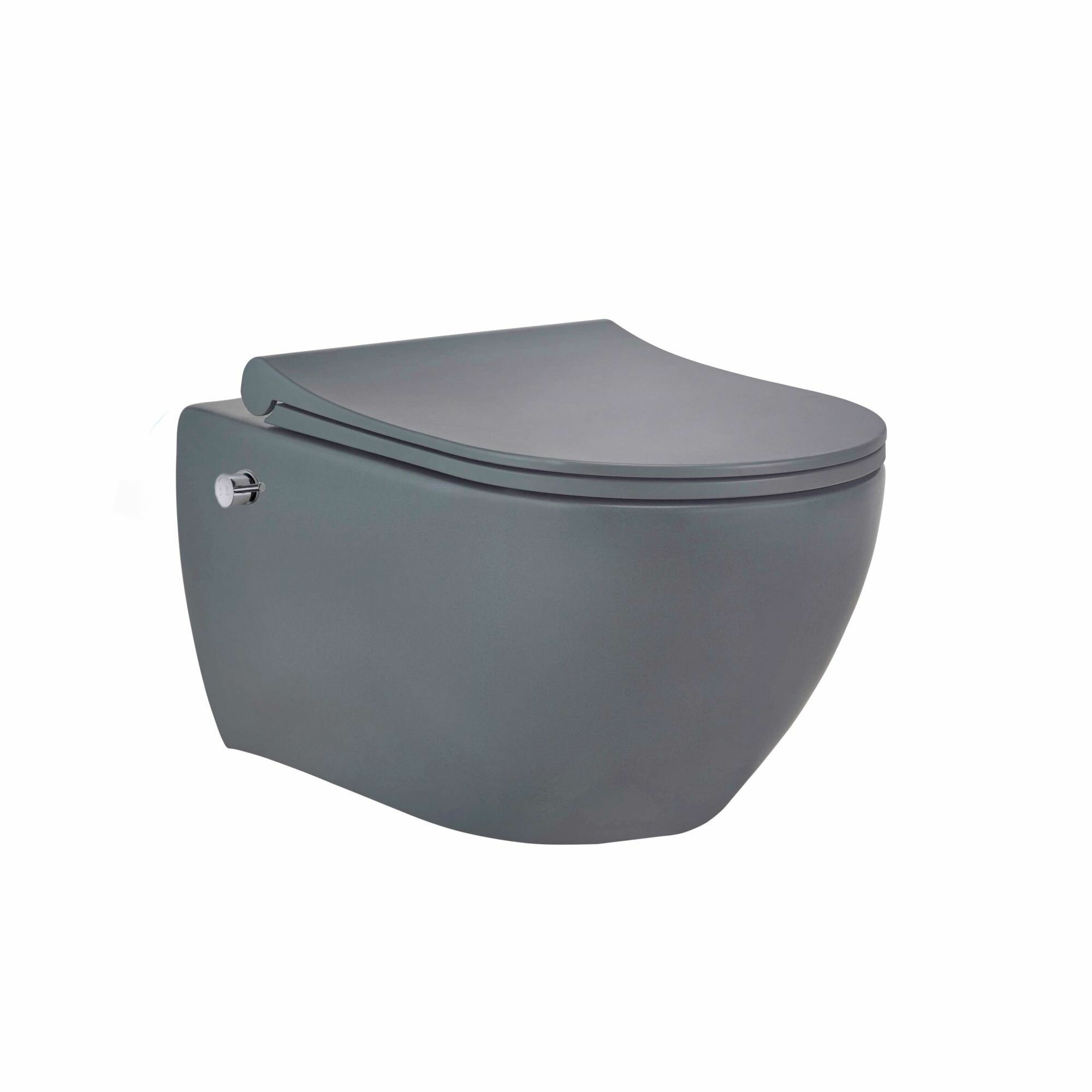 Унитаз подвесной beWash Bogen безободковый с форсункой биде, со встроенным смесителем горячей и холодной воды, с быстросъёмным сиденьем микролифт, антрацит 88343680 + EVB6384 + EVB3178