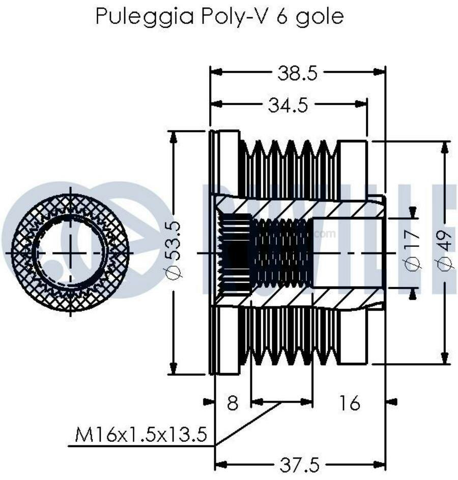 RUVILLE 541085 Шкив генератора NISSAN: INTERSTAR 04-