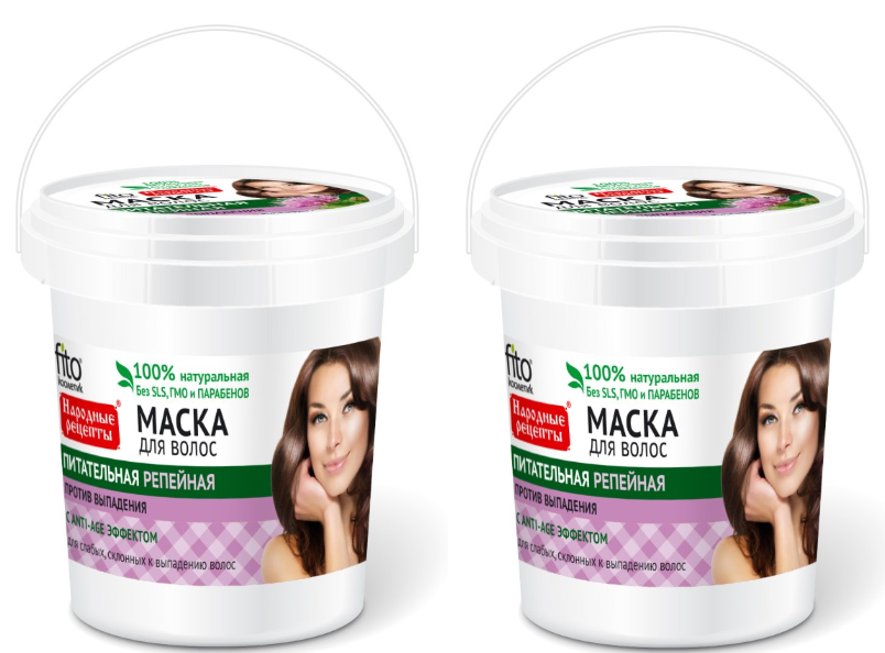Маска для волос Фито Косметик Народные рецепты Питательная, репейная, 155 мл, 2 шт.