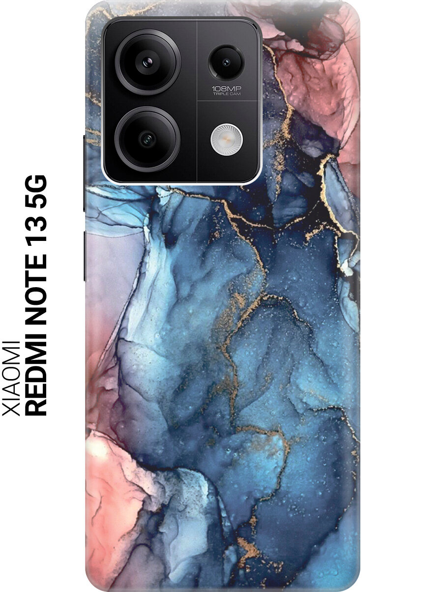 Силиконовый чехол на Xiaomi Redmi Note 13 5g / Сяоми Редми Ноут 13 5г с рисунком "Сине-розовый мрамор"