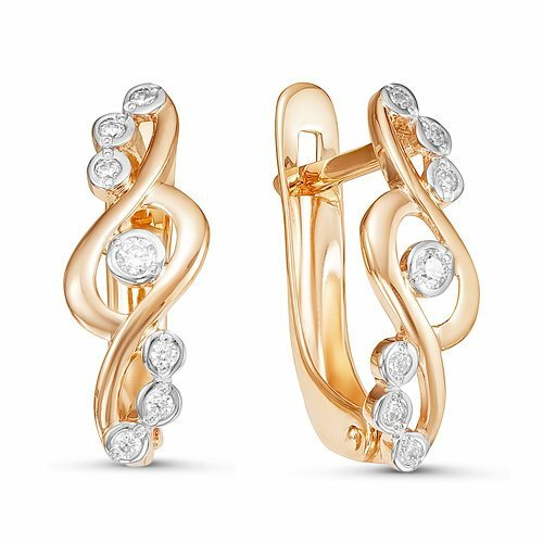 Серьги, золото, 585 проба, фианит