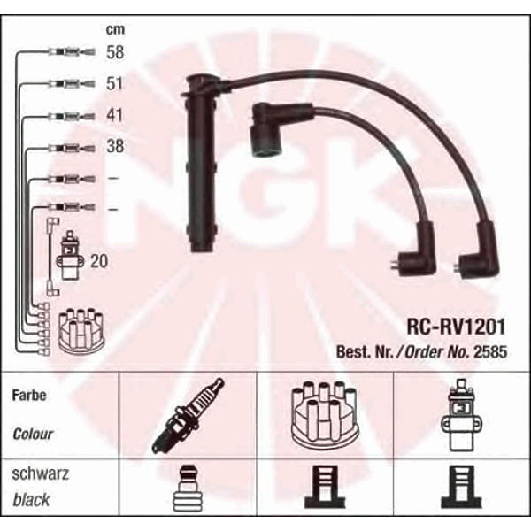 2585 RC-RV 1201 к-кт проводов! Land Rover Freelander 1.8-2.5i 98-07 NGK арт. 2585