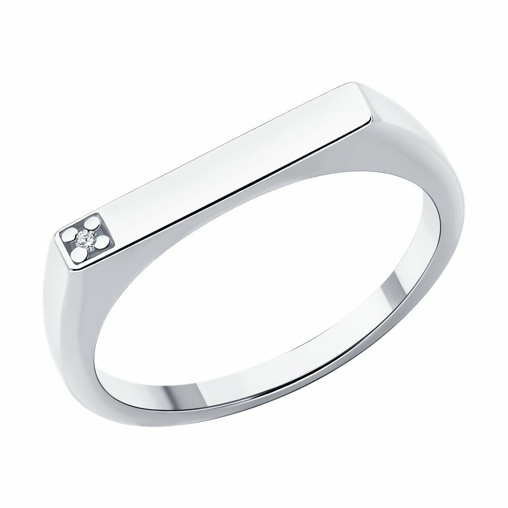 Кольцо, серебро, 925 проба, родирование, бриллиант