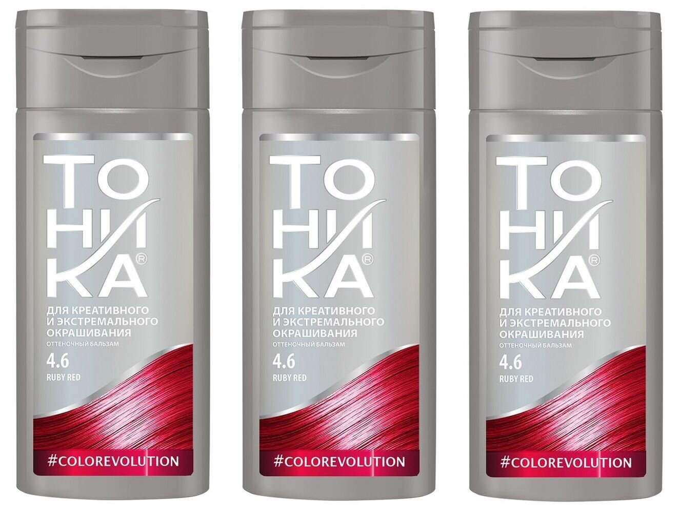 Тоника Оттеночный бальзам ColoRevolution тон 4.6 Ruby Red, 150 мл, 3 шт