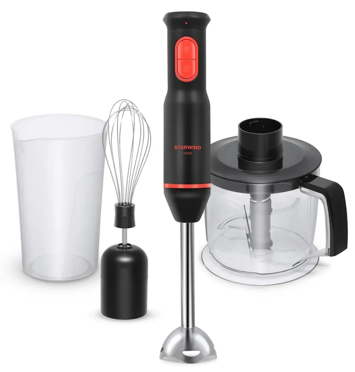 Блендер погружной Starwind SBP2300b 1000Вт красный/черный