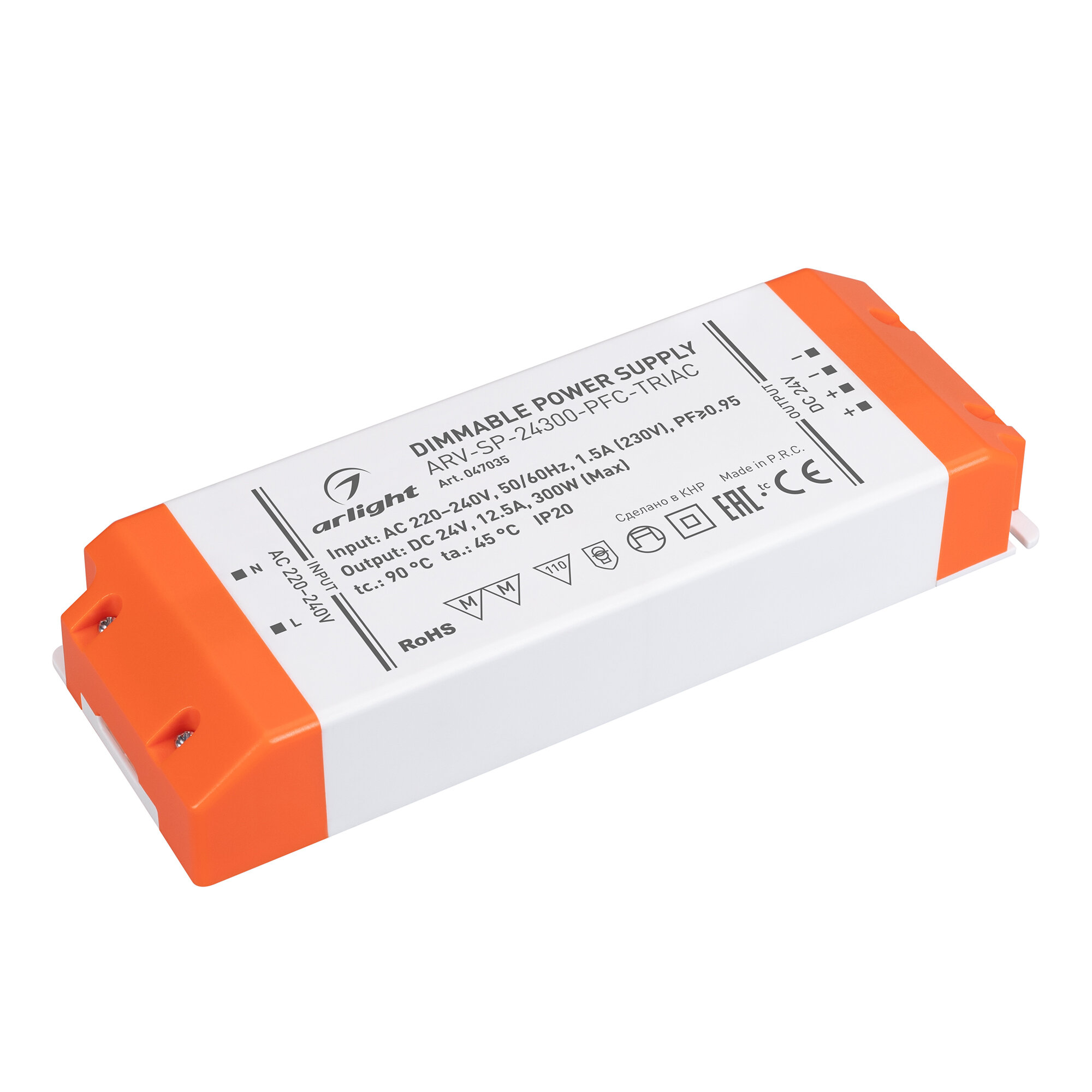 Диммируемый источник напряжения Arlight Блок питания ARV-SP-24300-PFC-TRIAC (24V, 12.5A, 300W) (Arlight, IP20 Пластик, 5 лет)