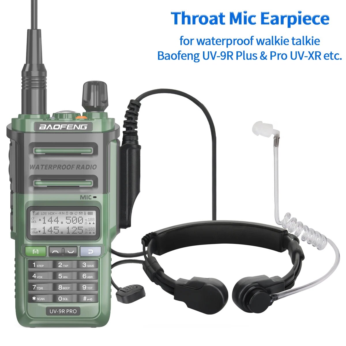 Гибкий горловой микрофон, микрофон, наушник, Воздушная трубка, гарнитура для CB радио, водонепроницаемая рация BAOFENG UV-9R Plus Pro UV-XR