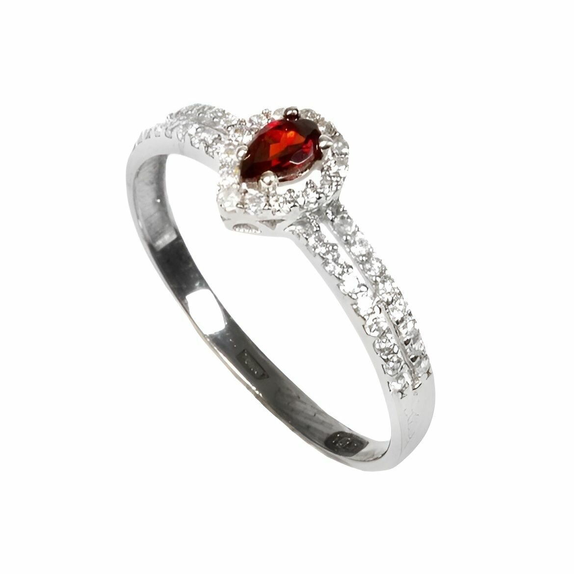 Кольцо тонкое, серебро, 925 проба, родирование, танзанит, фианит