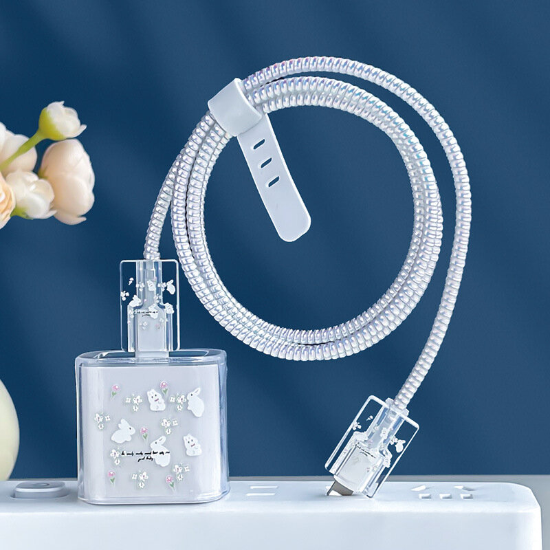 Чехол Hyun-Yue, для зарядки Apple 20Вт, защита от падения, прозрачный, цветок