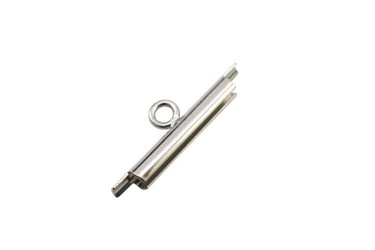 Концевик-трубочка MIYUKI для полотна с петелькой, 15мм, цвет серебро, 04-203, 1шт