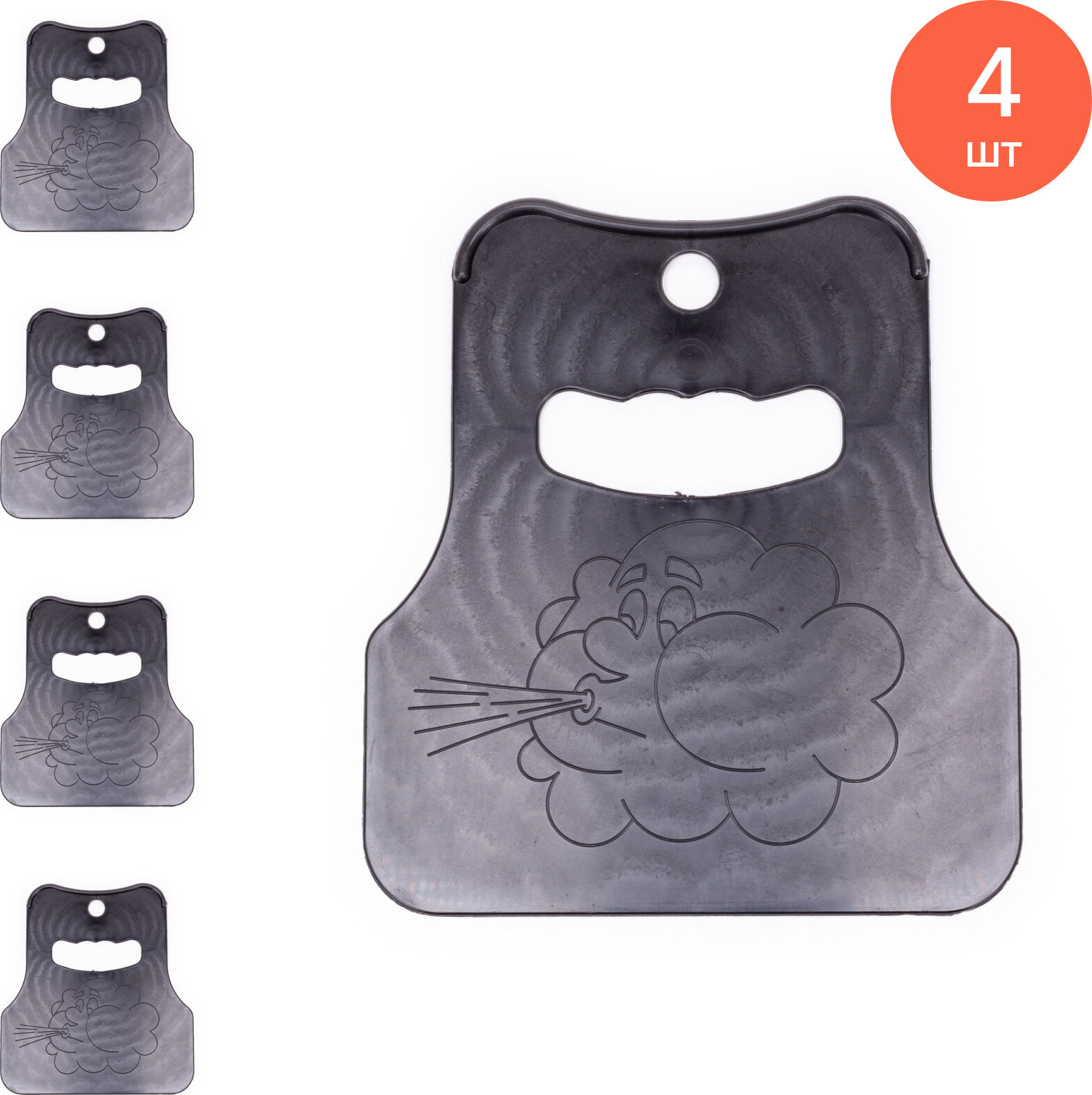 Веер для мангала Пик PIK002 с эргономичной ручкой, пластик, черный, длина 20см / опахало для розжига углей (комплект из 4 шт)