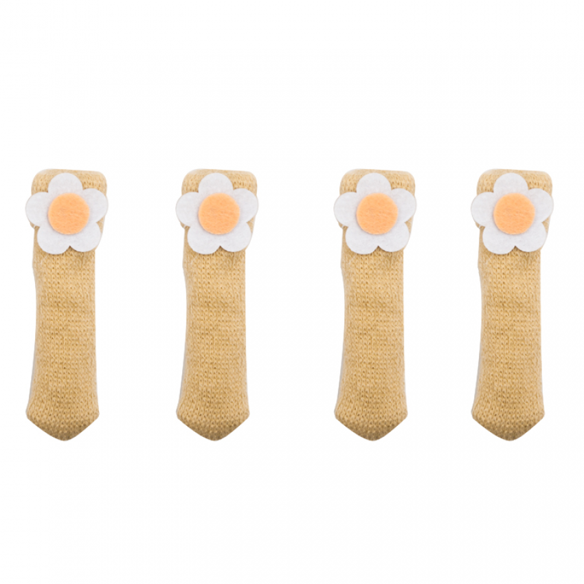 Носки на ножки стола или стула "Ромашка" 4 штуки, цвет бежевый