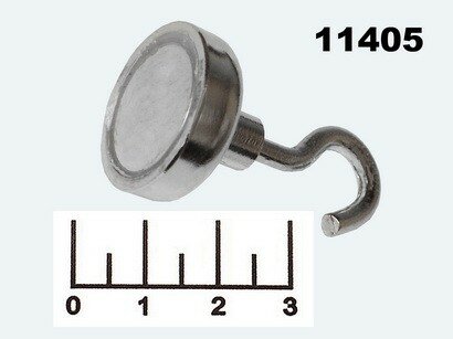 Магнит поисковый с крюком M5 25*8 неодимовый (E25) (~14кг)