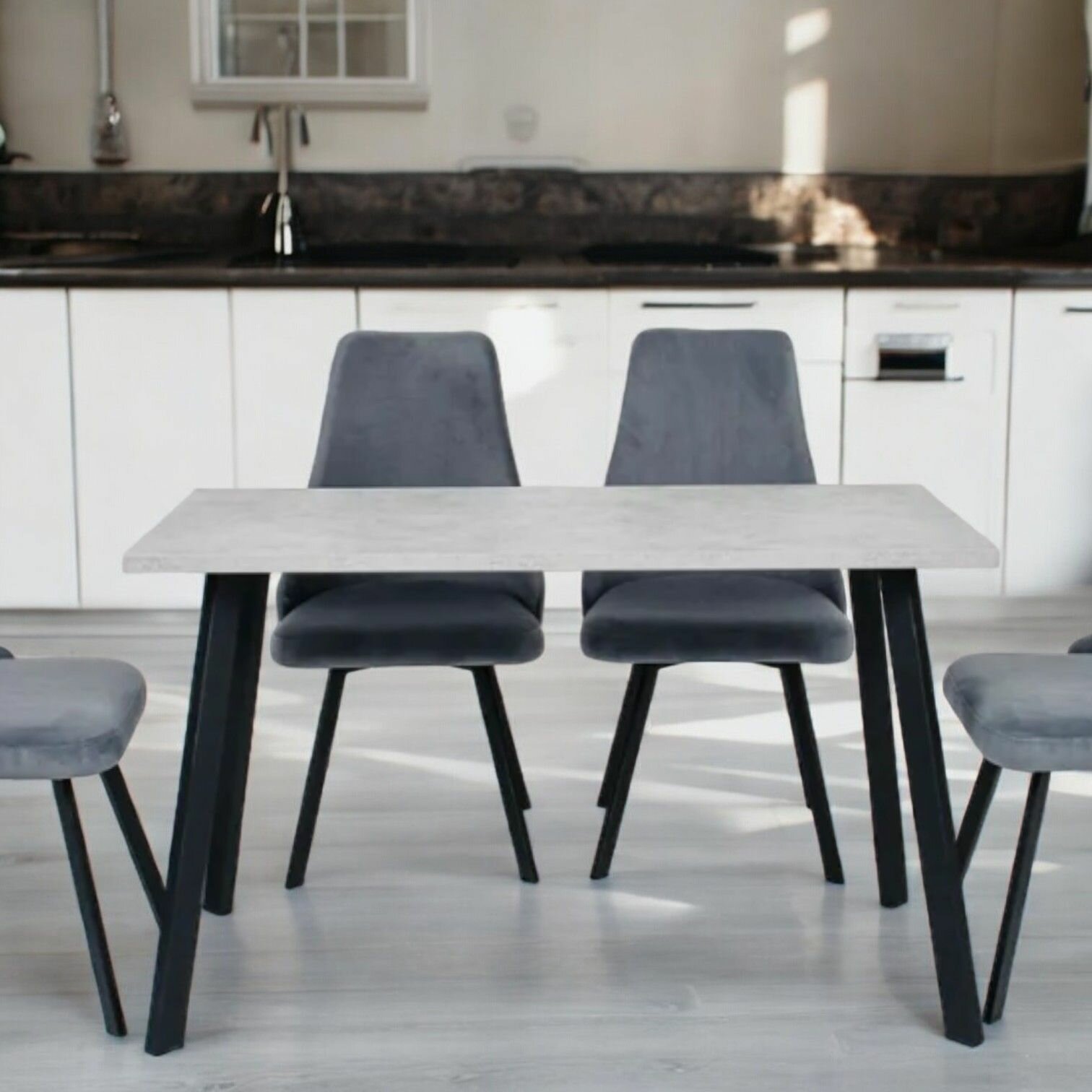 Стол ник Компьютерный Бетон 60*60 см. Ножки ник черные