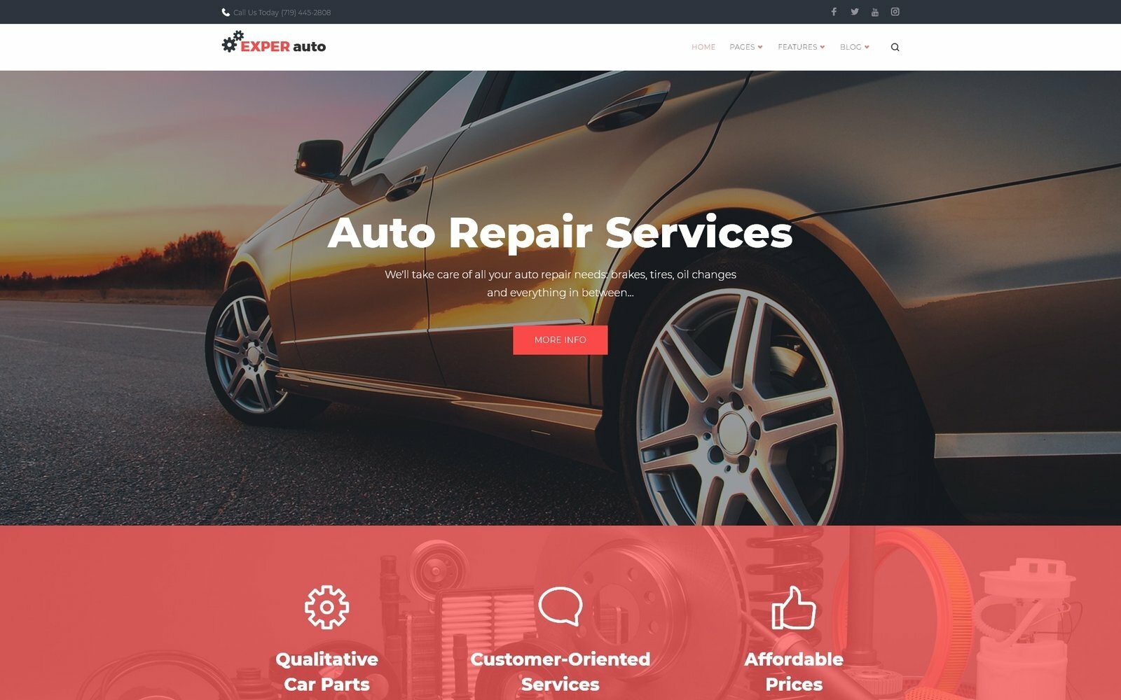 Подарочный сертификат на Шаблон для сайта Вордпресс с демоконтентом EXPER Auto - Auto Repair Services Fully Responsive Theme WordPress