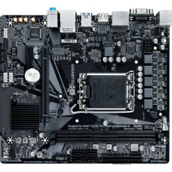 Материнская плата Gigabyte Soc-1700 H610M S2H V2, 2xDDR5-4800, D-SUB+HDMI+DP+DP, 1xPCI-Ex16, 1xPCI-Ex1, 4xSATA3, 1xM.2, 8Ch Audio, GLan, (4+4)xUSB2.0,