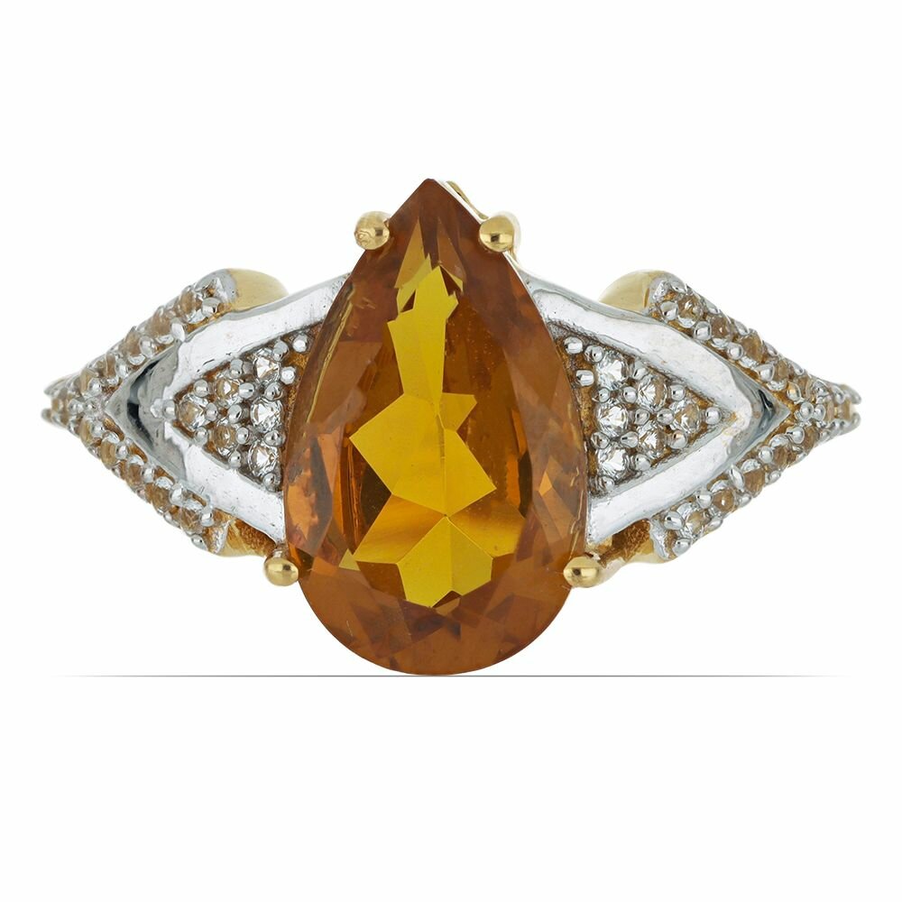 Кольцо, серебро, 925 проба, султанит синтетический, топаз