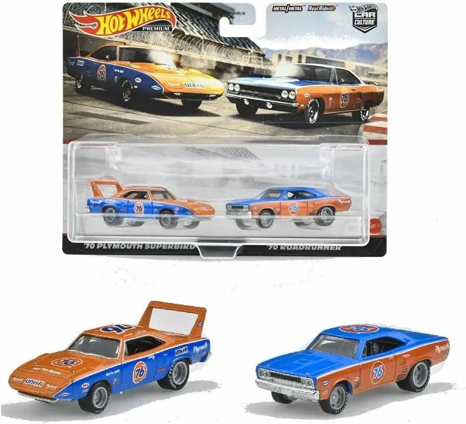 Машинка коллекционная Mattel Hot Wheels Premium 2 Pack 70 PLYMOUTH SUPERBIRD & 70 ROADRUNNER