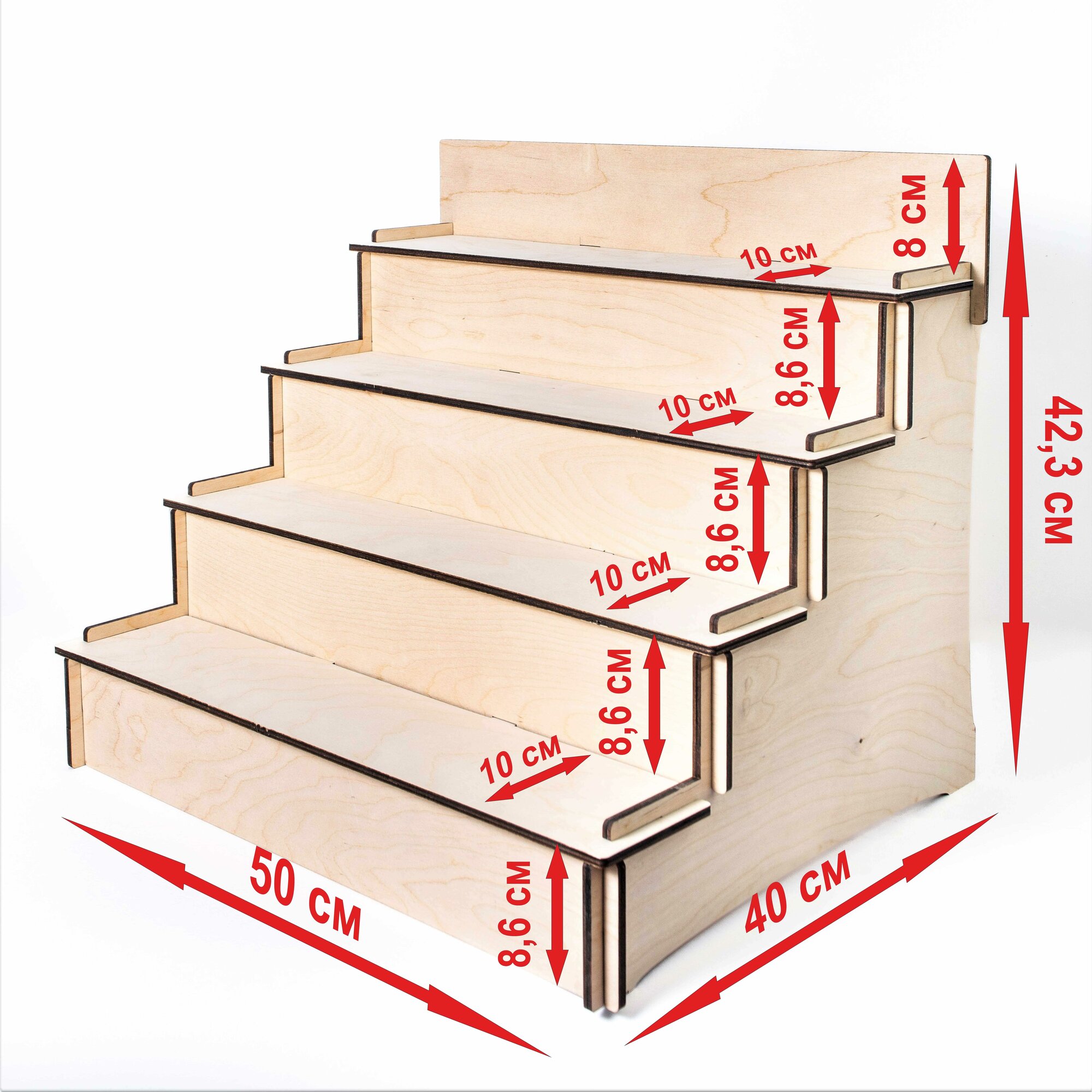Витрина настольная для товара 4 полки, выставочный стенд, полка для ярмарки, стеллаж для маркета, лесенка горка